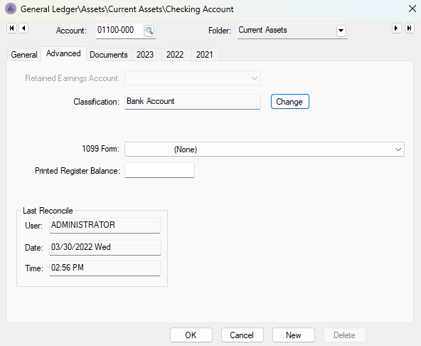 Changing General Ledger Account Information
