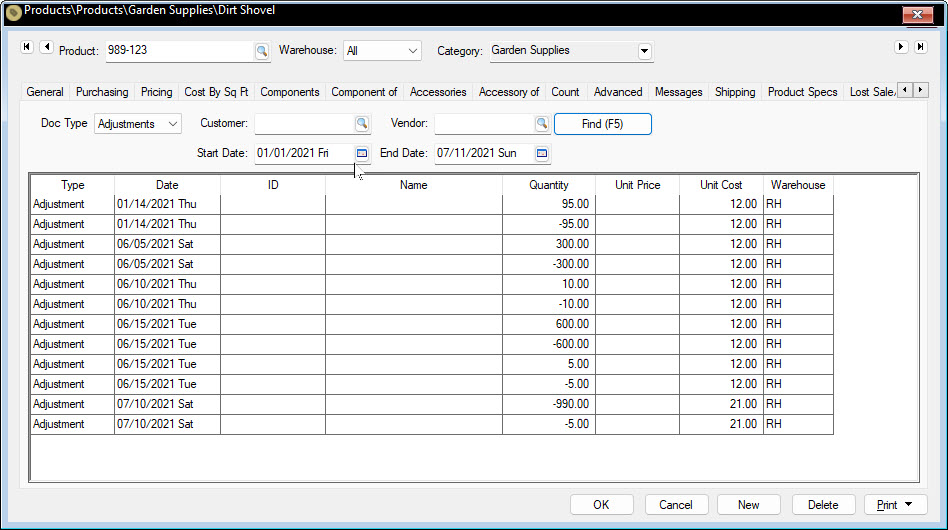 Adjusting Inventory Count and Value
