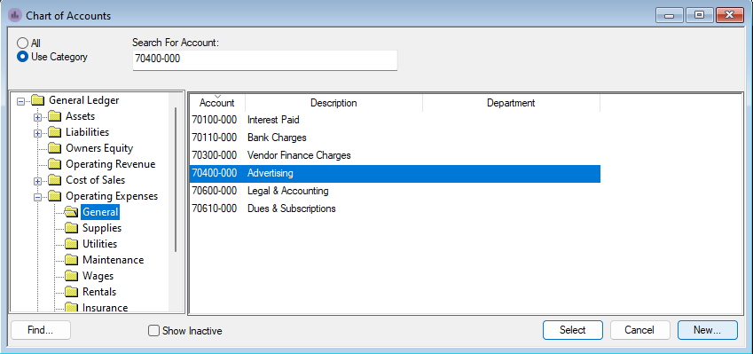 Adding General Ledger Accounts