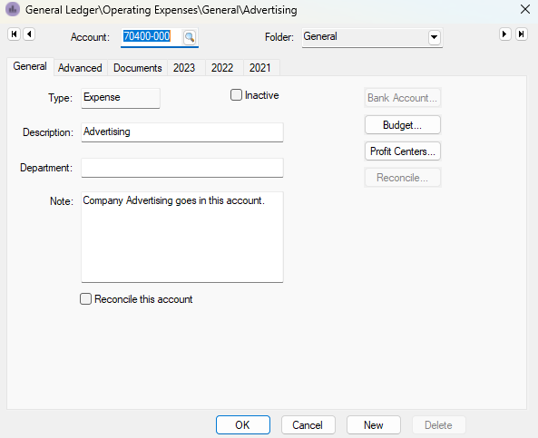 Changing General Ledger Account Information
