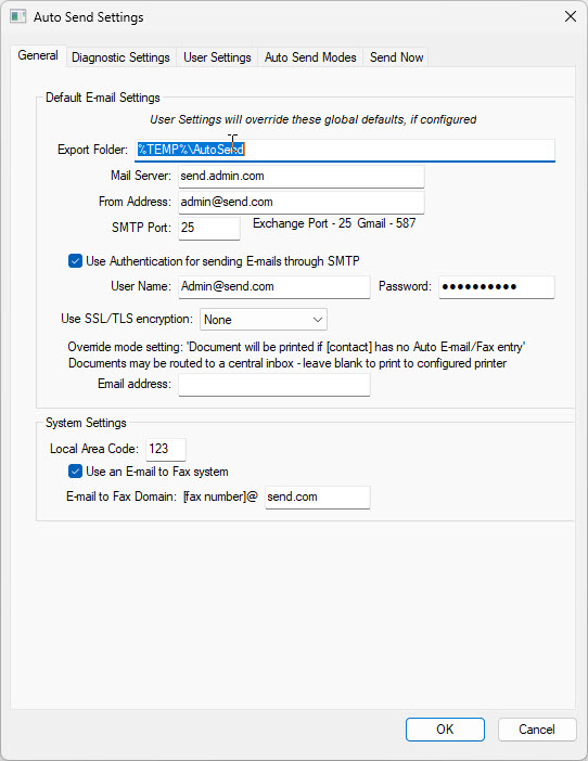 General Auto Send Setup Instructions