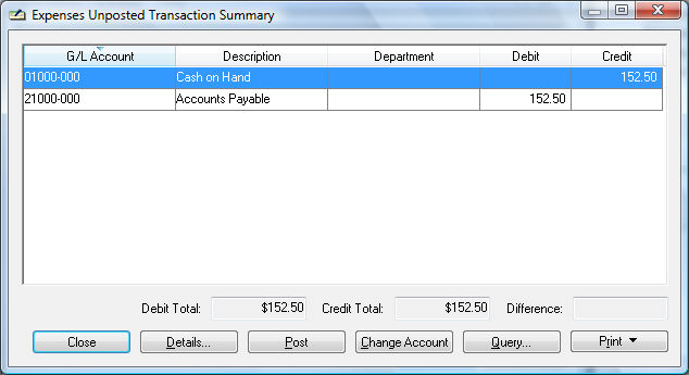 Displaying Unposted Expense Transactions