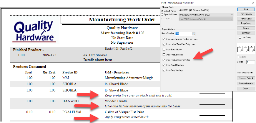Inventory Notes and Instructions