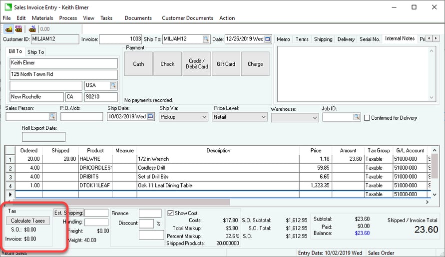 Processing a Sales Invoice