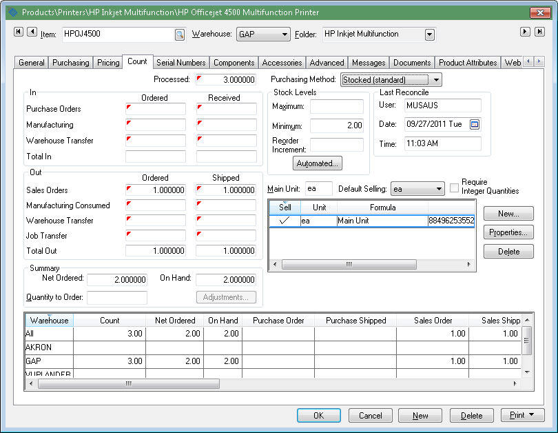Stock Level Settings