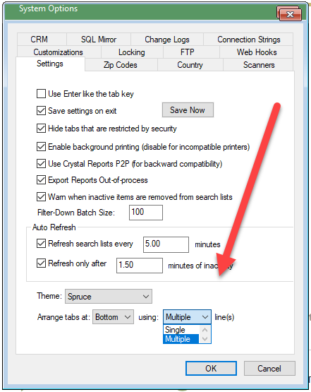 Column, Tab, and Dialog Appearance