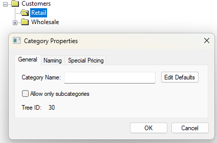 Adding and Deleting Customer Categories