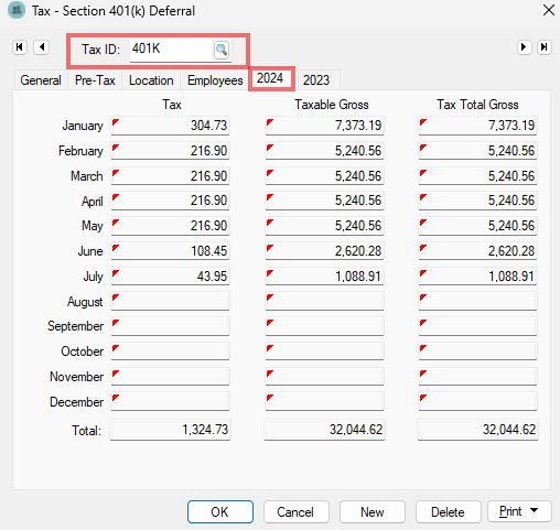 Viewing Tax and Deduction History