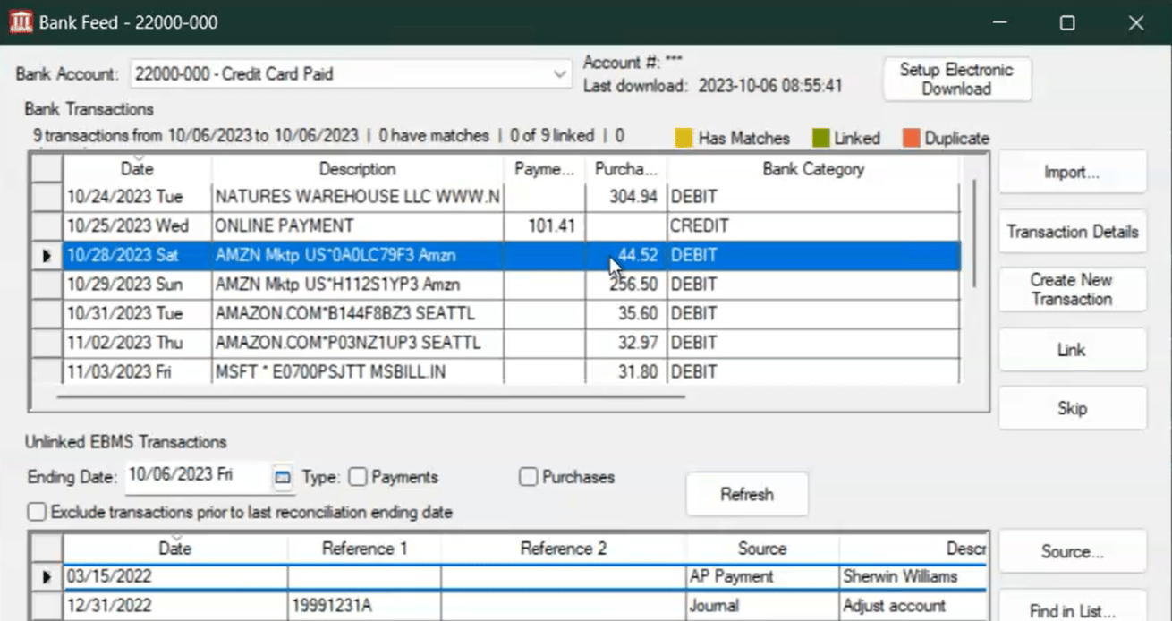 Manual Feed (Bank File Import)