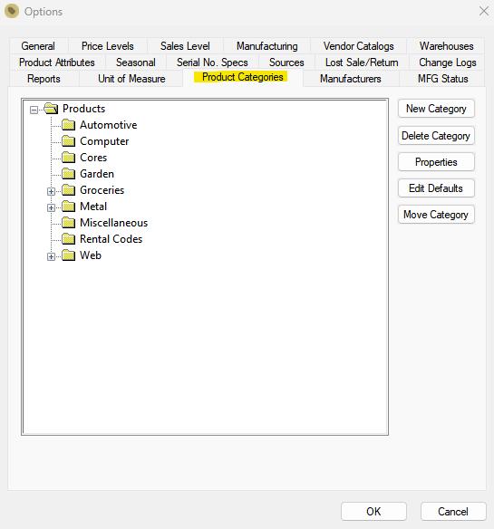 Adding and Deleting Product Categories