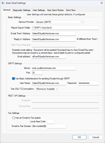 General Auto Send Setup Instructions